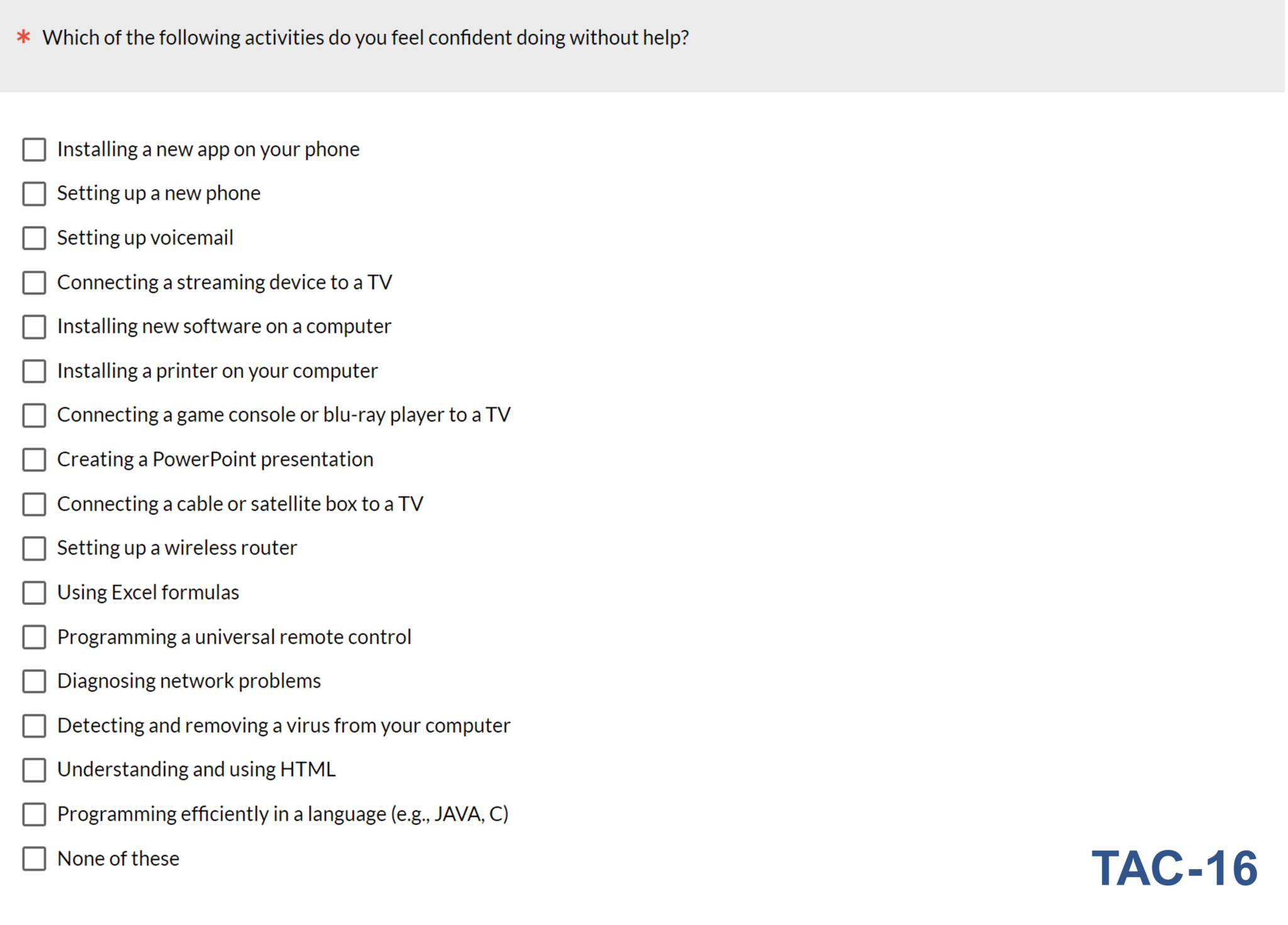 Measuring Tech Savviness with Technical Activity Checklists – MeasuringU