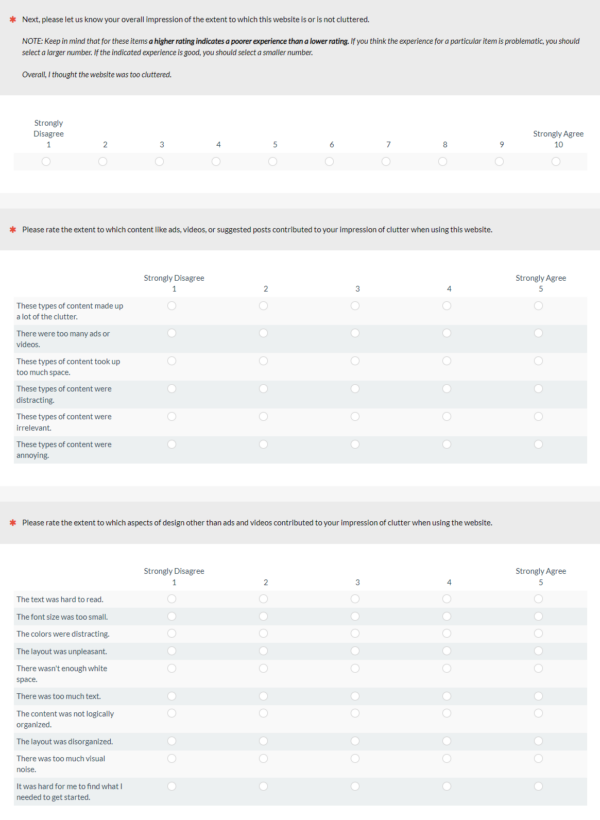 Building a Website Clutter Questionnaire – MeasuringU